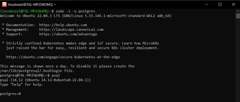 How to Install PostgreSQL on WSL Ubuntu 22.04 | Linuxbeast